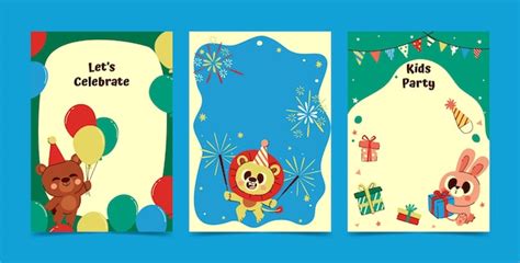 손으로 그린 어린이 카드 템플릿 무료 벡터