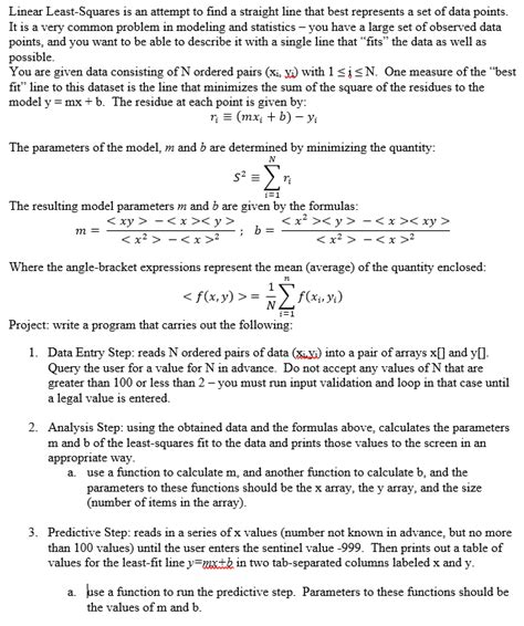 Solved Linear Least Squares Is An Attempt To Find A Straight Chegg Com