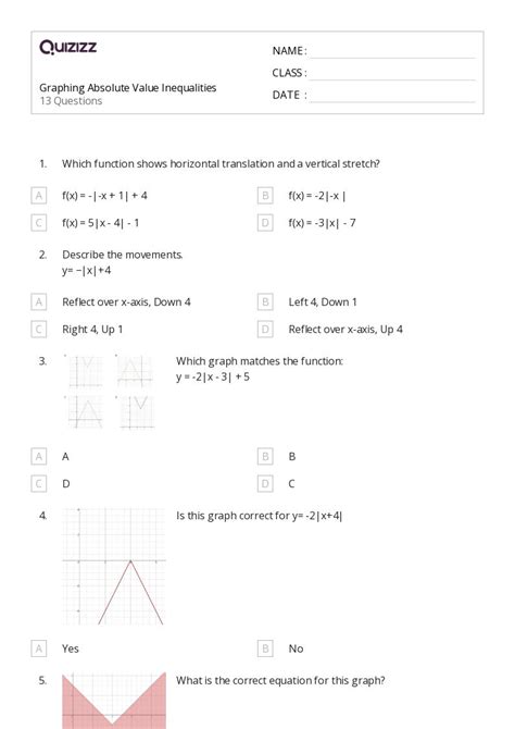 50 Absolute Value Equations Functions And Inequalities Worksheets For