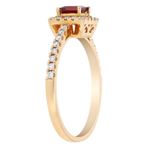 Princess Cut Ruby And Diamond Halo Ring In Yellow Gold Borsheims