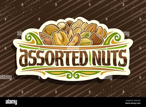 Vector Logo For Assorted Nuts Decorative Cut Paper Sign With