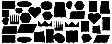 Jagged Rectangles Collection Set Of Black Grunge Element Shapes With