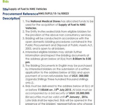 Supply Of Fuel To Nms Vehicles National Medical Stores