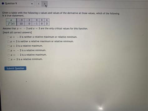 Solved Question 9 2 Given A Table With The Following