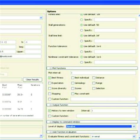 Screen Shot From Ga Optimization Tool Using Matlab 42 Tabulation