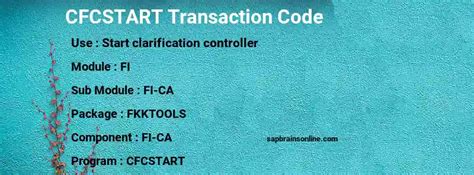 CFCSTART SAP Tcode For Start Clarification Controller