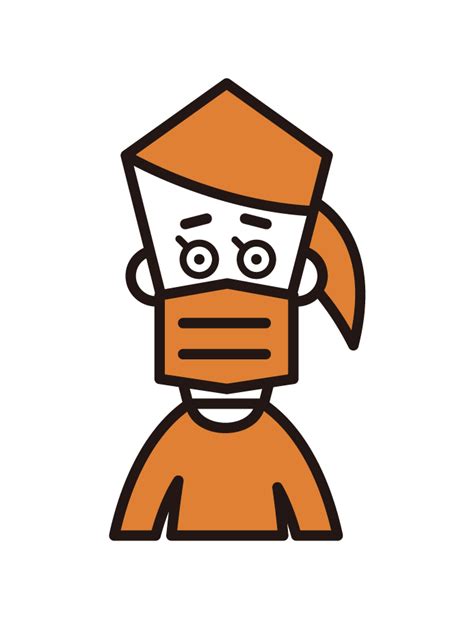 분홍색 마스크를 쓴 여성의 그림 무료 일러스트 소재집 Kukukeke