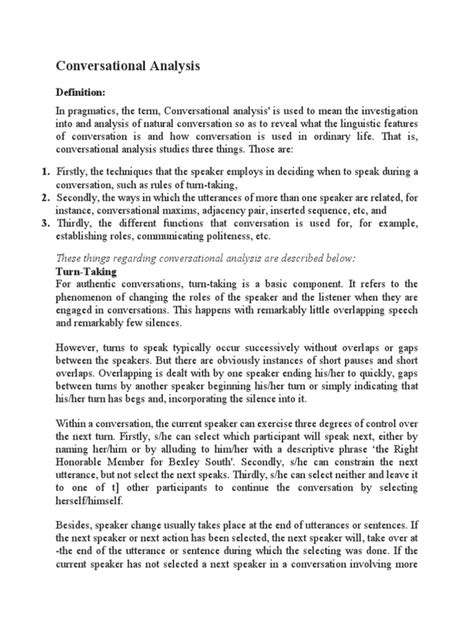 Conversational Analysis Download Free Pdf Symbols Semantics