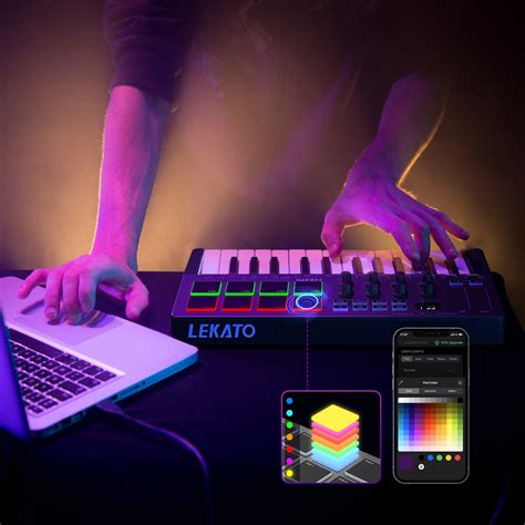 Lekato Usb Midi Keyboard Controller 25 Mini Key Bluetooth Midi 8 Backlit Drum Ebay