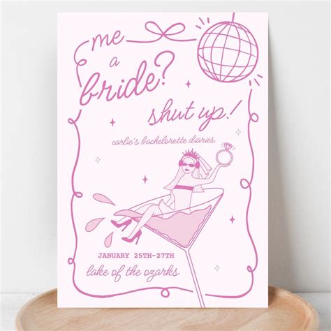 Me A Bride Shut Up Princess Diaries Bachelorette Invite Bachelorette