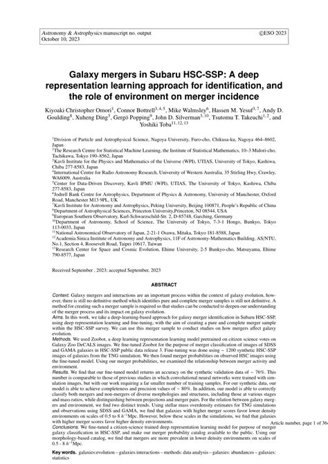 Pdf Galaxy Mergers In Subaru Hsc Ssp A Deep Representation Learning