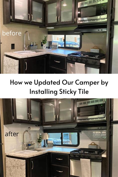 How To Install A Sticky Tile Backsplash In An RV Remodeled Campers Sticky Tile Backsplash