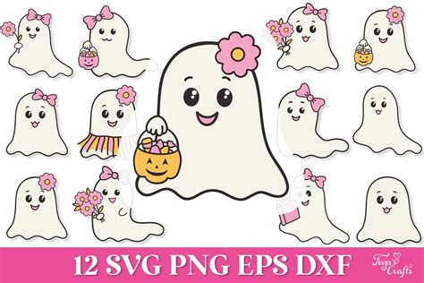 Cute Ghosts Svg Bundle Retro Halloween Ghosts Svg Clipart Ghost Shirt