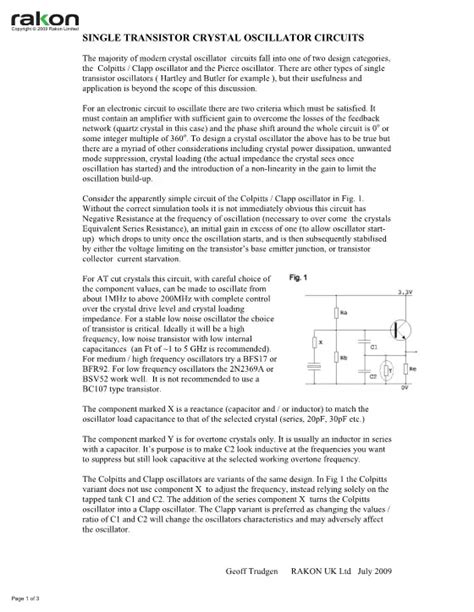 Single Transistor Crystal Oscillator Circuits Docslib