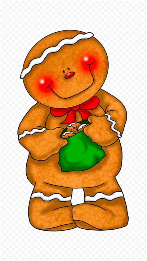 Cartoon Gingerbread Man Holding Ts Bag Png Citypng