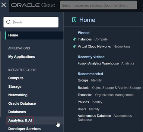 Create An Oracle Fusion Analytics Warehouse Instance