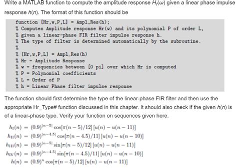 Write A MATLAB Function To Compute The Amplitude Chegg