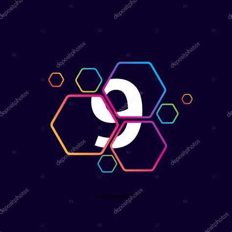 Number Nine Logo In Hexagon Pattern Stock Vector By ©kaerdstock 114842706