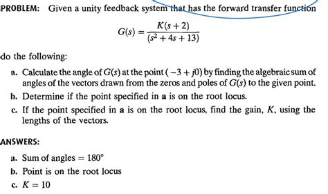 solved problem given a unity feedback system that has the