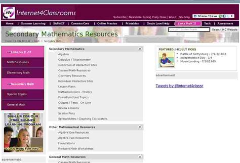 Middle High School Mathematics At Internet Classrooms