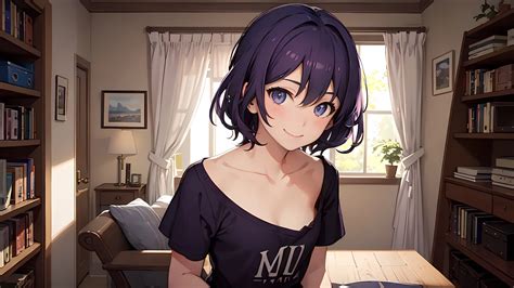 Ai Art Anime Girls Short Hair Indoors Books 4k Pc Wallpaper