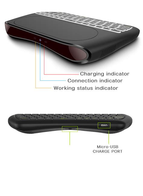 D8 Wireless Mini Keyboard Android Tv Usb Receiver Touchpad Keyboard And Mouse 7 Led Colourful