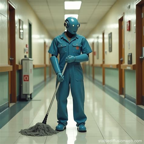 Janitor Robot Cleaning Floor Stable Diffusion Online