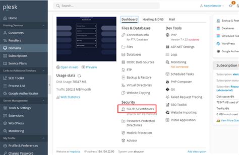 How To Configure A Free Ssl For A Domain In Plesk
