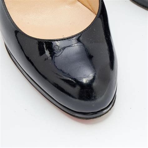 Christian Louboutin Black Patent Leather Simple Round Toe Pumps Size 40