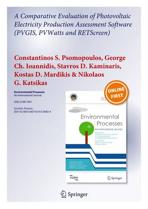 Pdf A Comparative Evaluation Of Photovoltaic Electricity Production Assessment Software Pvgis