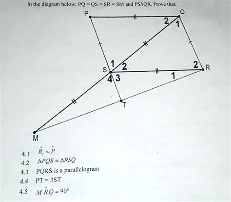 In The Diagram Below Pq Qs Sr Sm And Psqr Prove That 41
