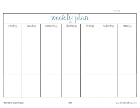 Printable Monday To Friday Calendar