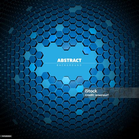 텍스트를 위한 장소가 있는 육각형으로 만든 추상 파란색 배경 육각형에 대한 스톡 벡터 아트 및 기타 이미지 육각형 구 그라데이션 Istock