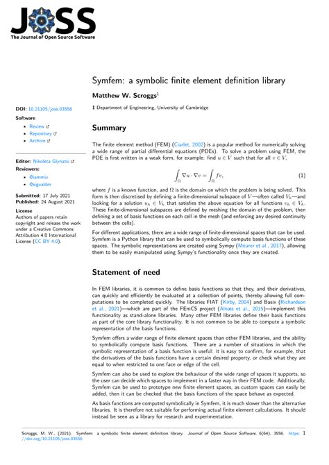 PDF Symfem A Symbolic Finite Element Definition Library