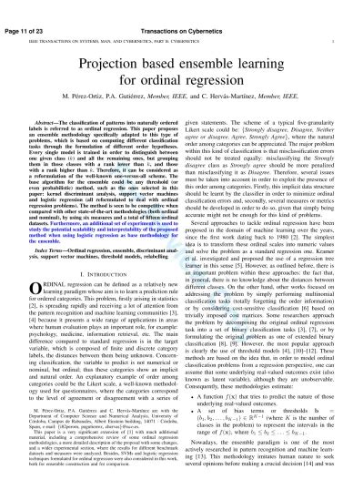 Projection Based Ensemble Learning For Ordinal Regression
