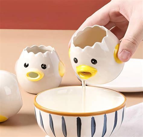Vsrei Egg Separator Ceramic Egg Yolk White Egg Separator Portable Kitchen Gadgets Baking Tool