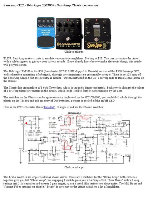 Sansamp Gt2 Behringer Tm300 To Sansamp Classic Conversion Pdf Electronic Circuits Amplifier