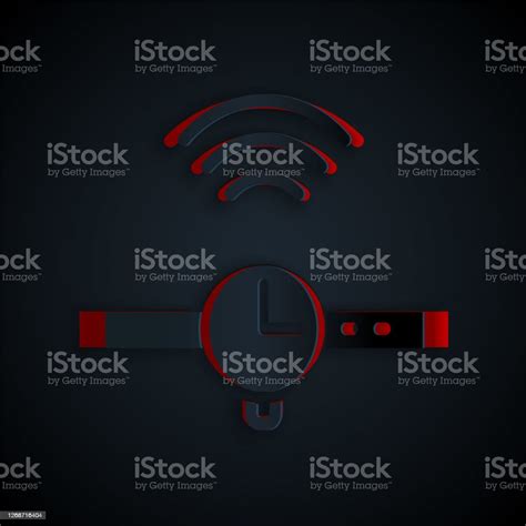 종이 컷 스마트 워치 아이콘 검은 배경에 격리 무선 연결과 사물 인터넷 개념 종이 아트 스타일 벡터 3차원 형태에 대한 스톡 벡터 아트 및 기타 이미지 Istock