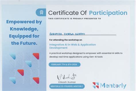 Swathi Gudipudi On Linkedin Ai Webdevelopment Mentorly Professionalgrowth Certification