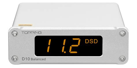 Topping D10 Balanced Usb Dac Es9038q2m Xmos Xu208 32bit 384khz Dsd256 Silver Audiophonics