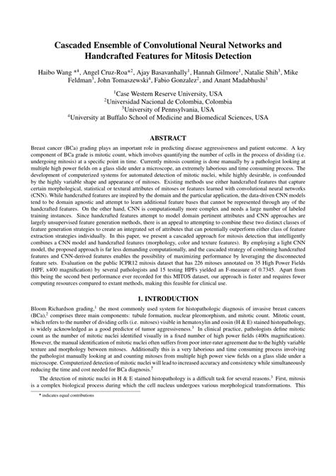 Pdf Cascaded Ensemble Of Convolutional Neural Networks And Handcrafted Features For Mitosis
