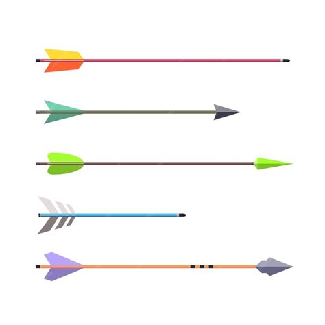 Набор цветных стрелок для лука различной длины формы изолированные