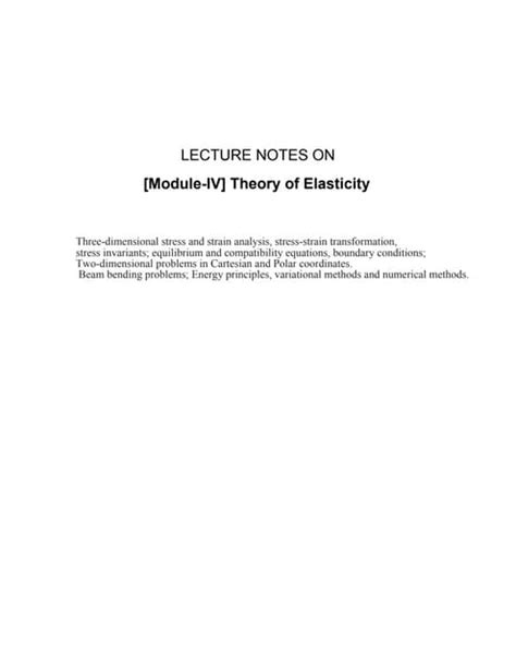 Theory Of Elasticity Pptx