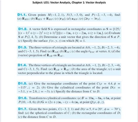 Solved Subject L01 Vector Analysis Chapter 1 Vector