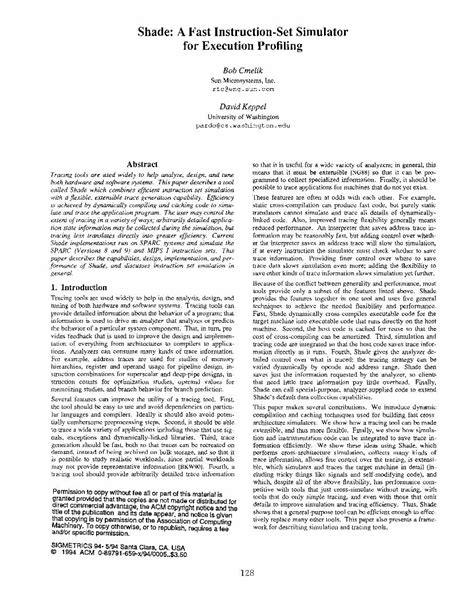 Pdf Shade A Fast Instruction Set Simulator For Execution Zhaicourses5980readingslec5