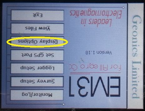 EM MK Display Options Menu Geonics Training EM EM EM EM