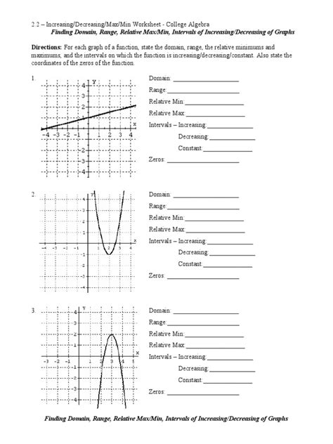 Intervals From Graphs Worksheet Pdf Maxima And Minima Function Mathematics