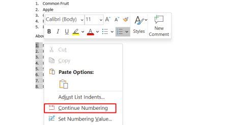 How To Continue Numbering Between Two Lists In Word