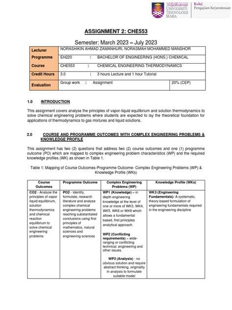 Che553 Group Assignment 2 20232 Download Free Pdf Engineering