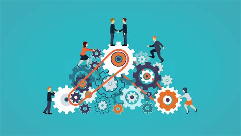 Free Photo Business People On Cogwheels Workforce And Teamwork Concept Art People